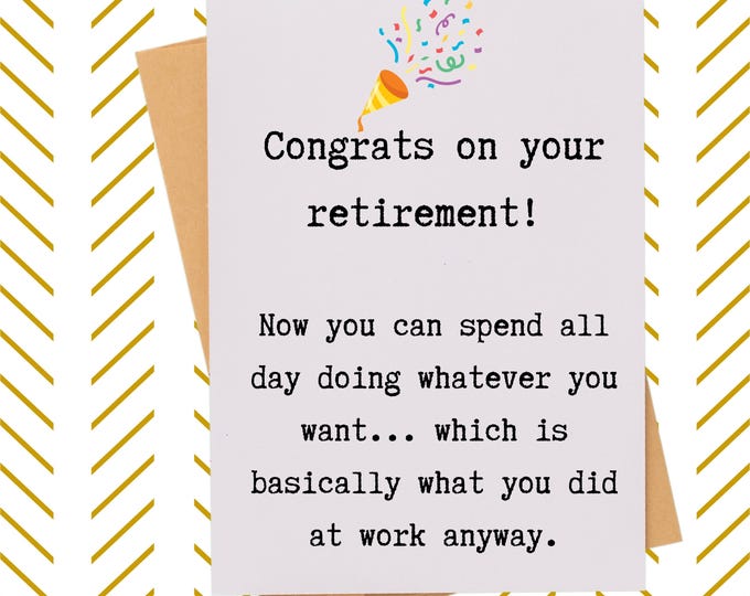 Funny Blank Retirement Paper Card With Envelope - Co-worker, Good Luck ...