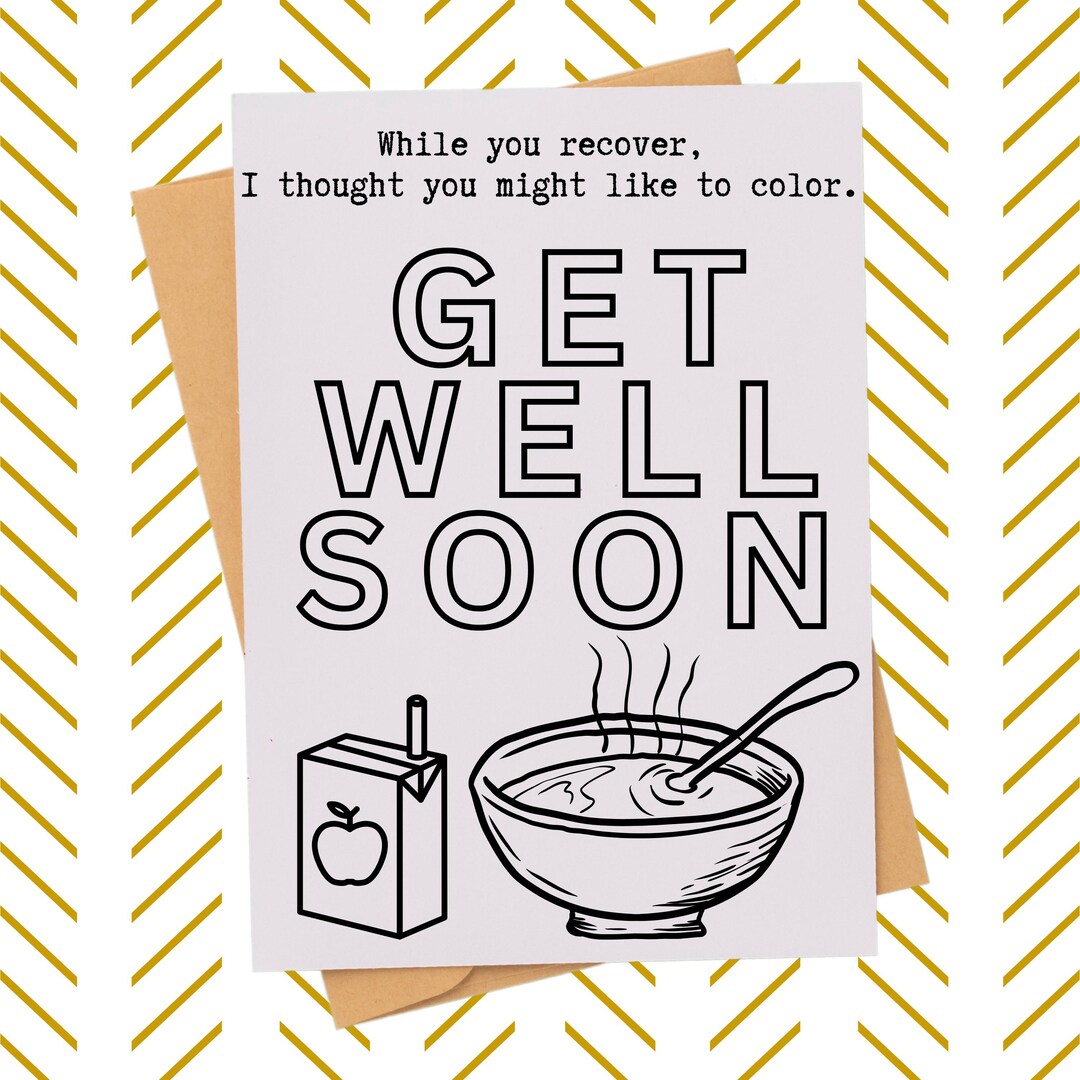 Get Well Soon Card| Feel Better Soon Card| Blank Coloring Page Card ...