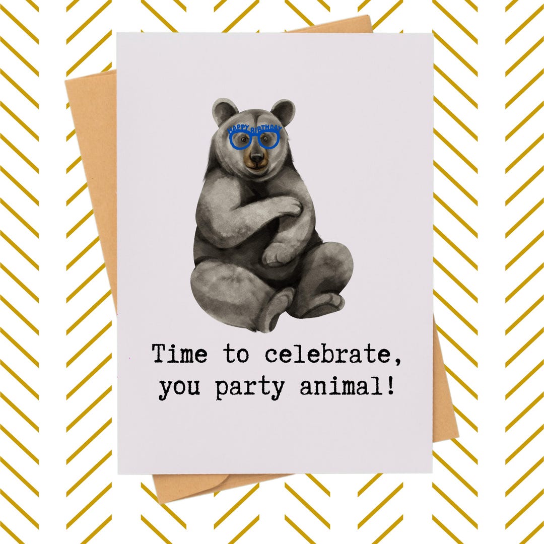 Party Animal Birthday Card Gift Idea| Funny Pun Greeting for Wild ...