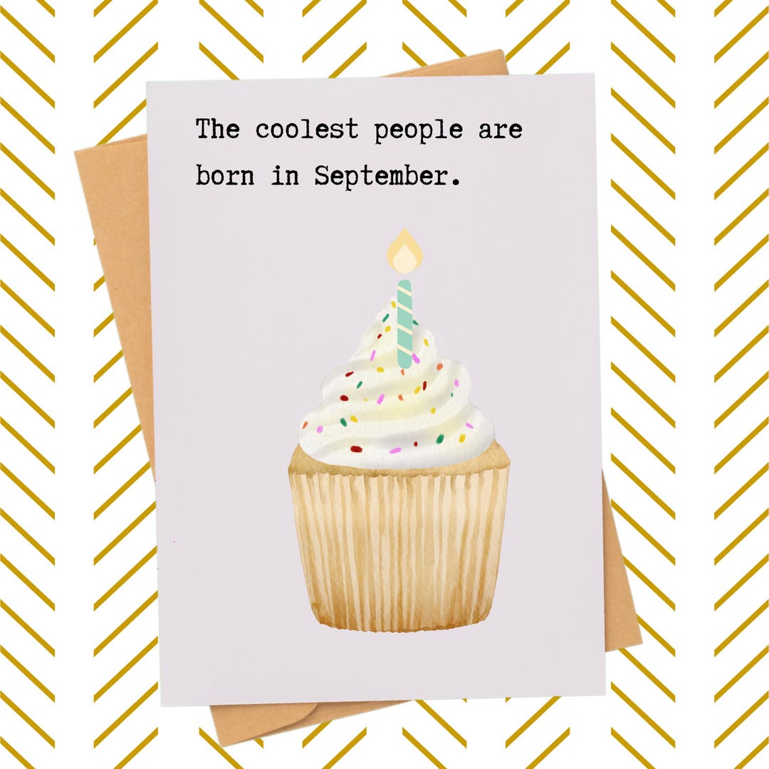 September Birthday Card| Cupcake Card| Friend Birthday| Sister Birthday ...