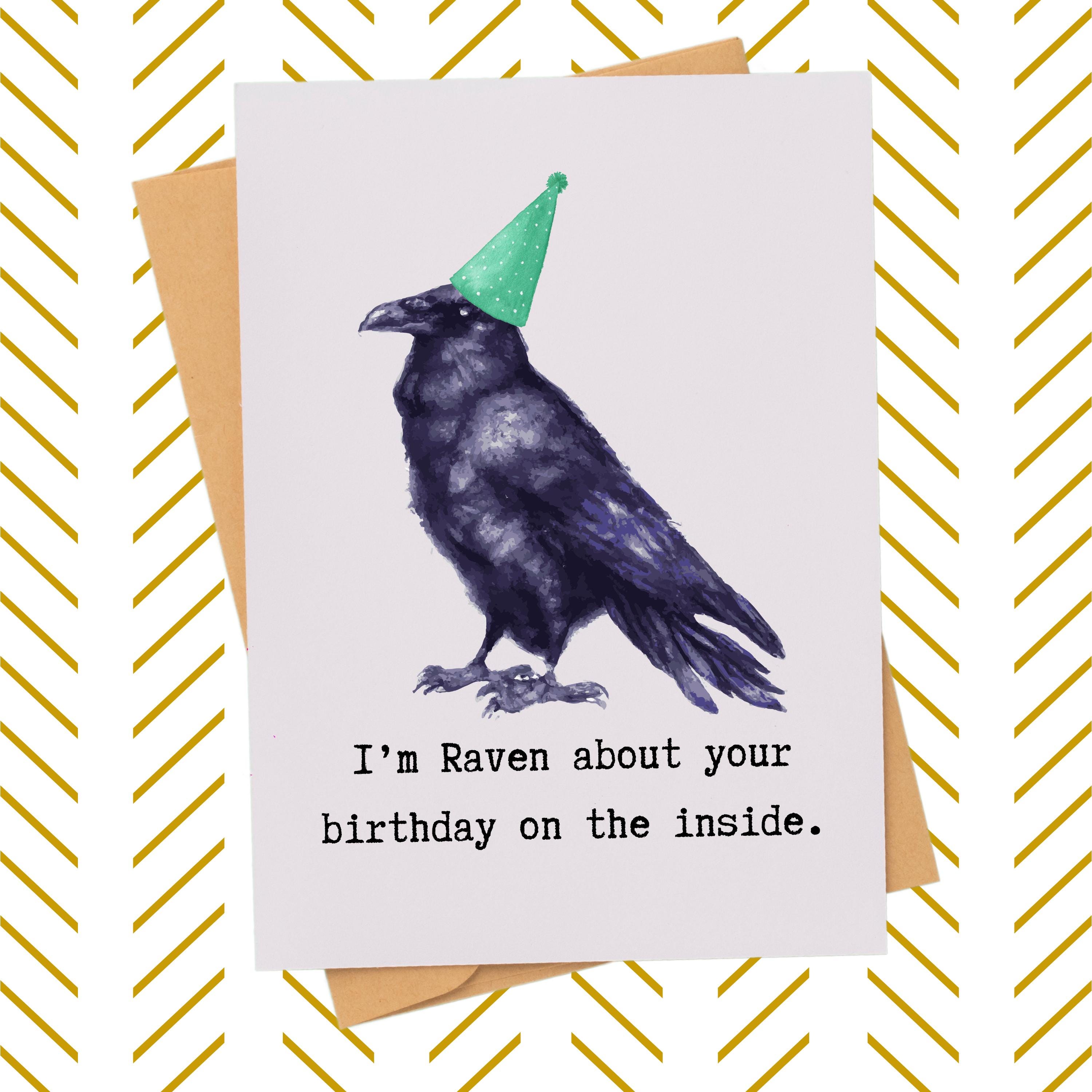 Snarky Raven Birthday Card| Hilarious & Sarcastic Greeting for Friends ...