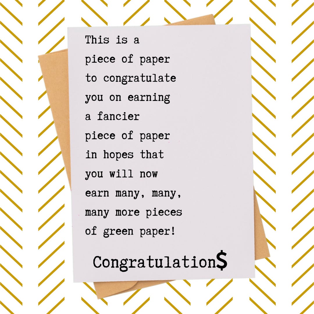 Snarky Graduation Card| Congrats Card| Highschool Graduation| College ...