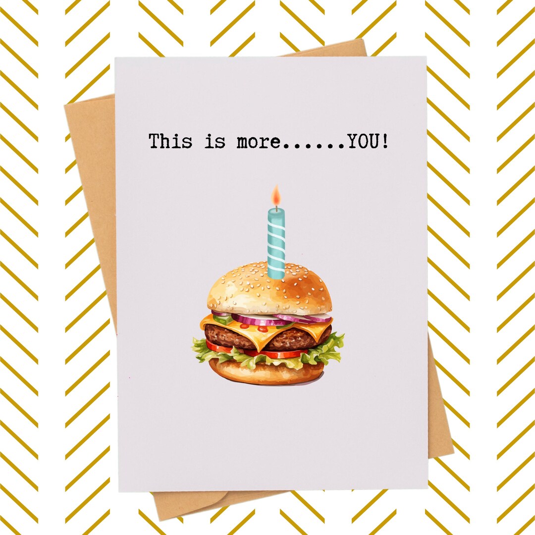 Burger Lover Birthday Card| Burger and Candles Card| Funny Foodie Card ...