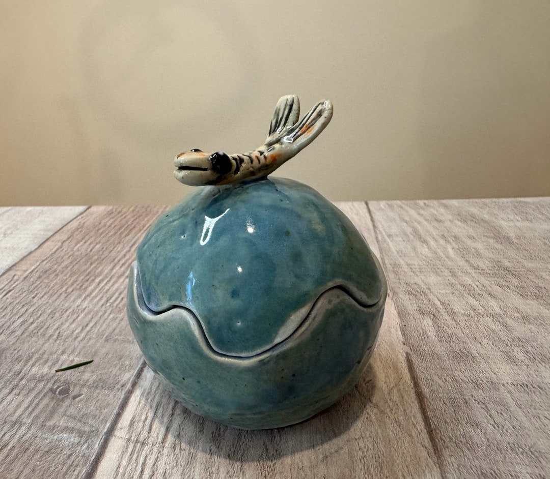 Fish Trinket Dish Pinch Pot With Lid Handmade Pottery - Etsy