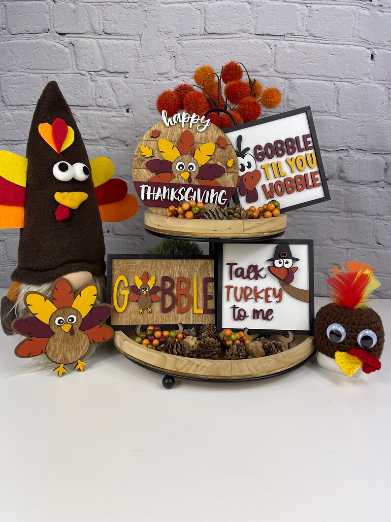 Thanksgiving Tiered Tray Decor Gobble Til You Wobble Sign - Etsy