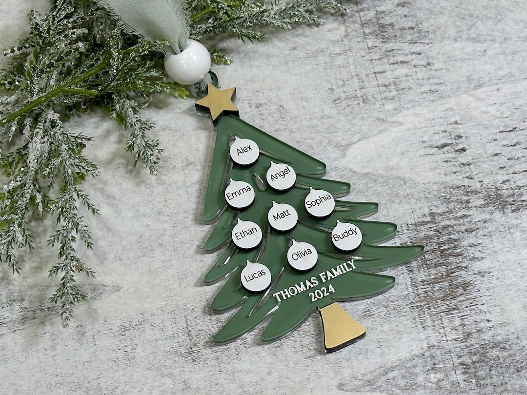 Personalized Family Tree Christmas Ornament Name, Grandparent Ornament ...