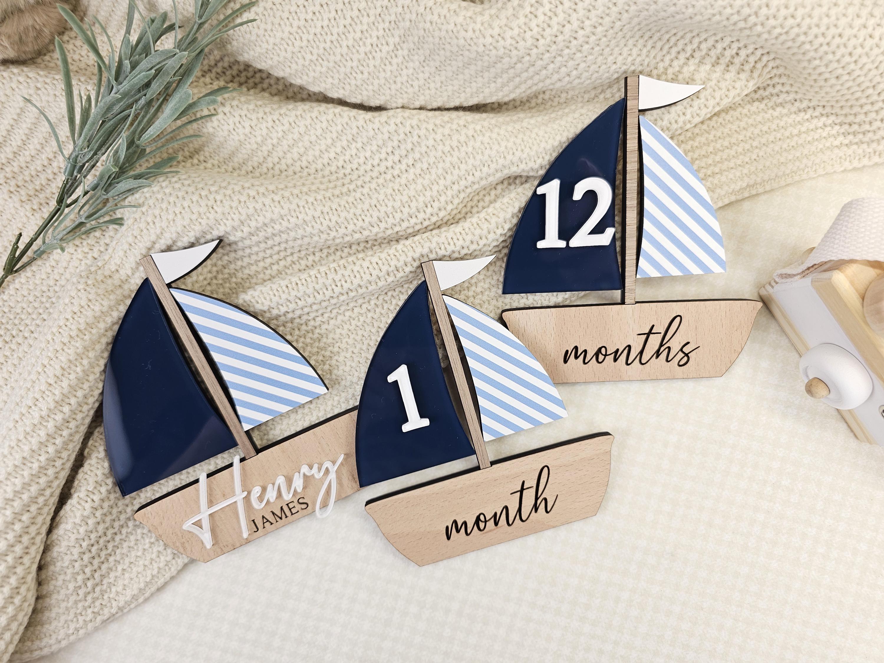 Baby Milestone Marker Sailboat | Nautical Monthly Milestone Sign ...