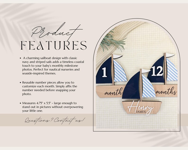 Baby Milestone Marker Sailboat | Nautical Monthly Milestone Sign ...