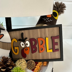 Thanksgiving Tiered Tray Decor, Gobble Til You Wobble Sign, Talk Turkey ...
