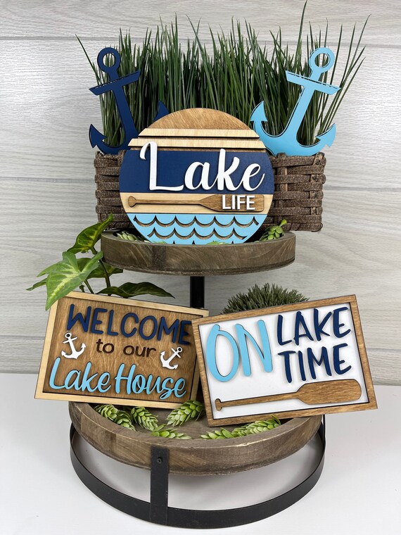 Lake Tiered Tray Decor Bundle on Lake Time Sign Lake Life - Etsy