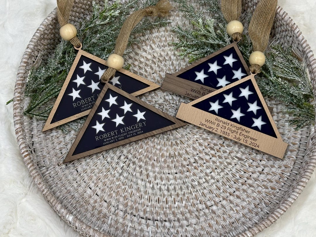 Personalized Folded Flag Veteran Memorial Ornament, Flag Case Ornament ...