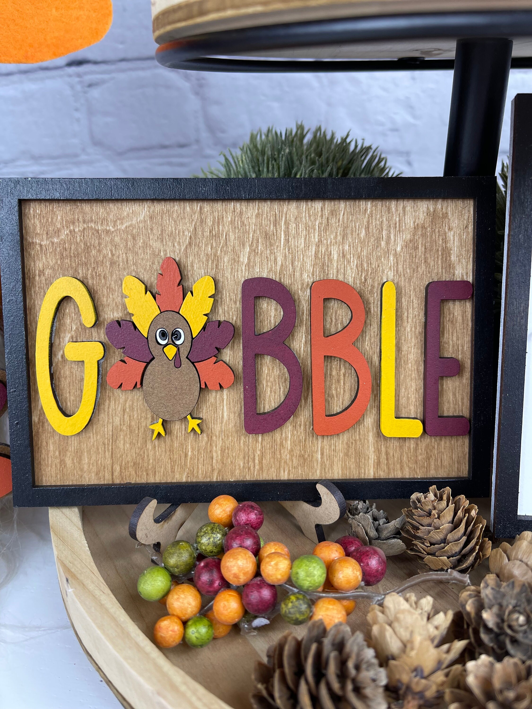 Thanksgiving Tiered Tray Decor Gobble Til You Wobble Sign - Etsy