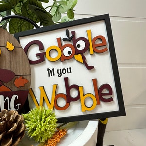 Thanksgiving Tiered Tray Decor, Gobble Til You Wobble Sign, Talk Turkey ...
