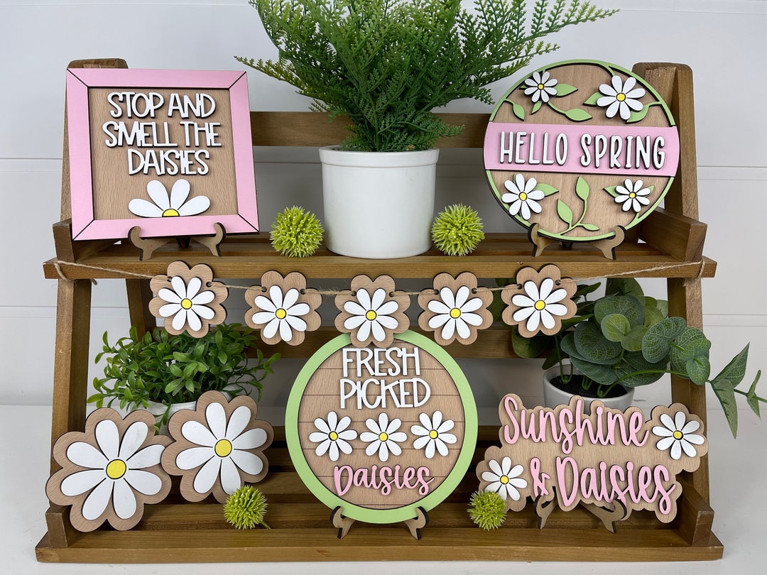 Daisy Tiered Tray Decor, Spring Tiered Tray Decor Bundle, Spring Tiered ...