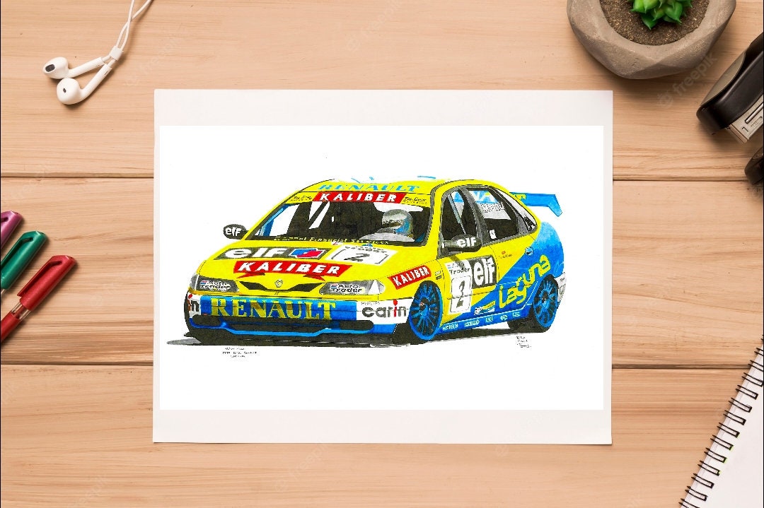 Alain Menu, 1997 BTCC Renault Laguna, A4 Drawing Print - Etsy