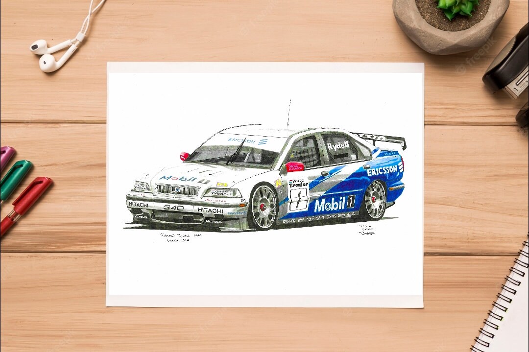 Rickard Rydell, 1999 BTCC Volvo S40, A4 Drawing - Etsy