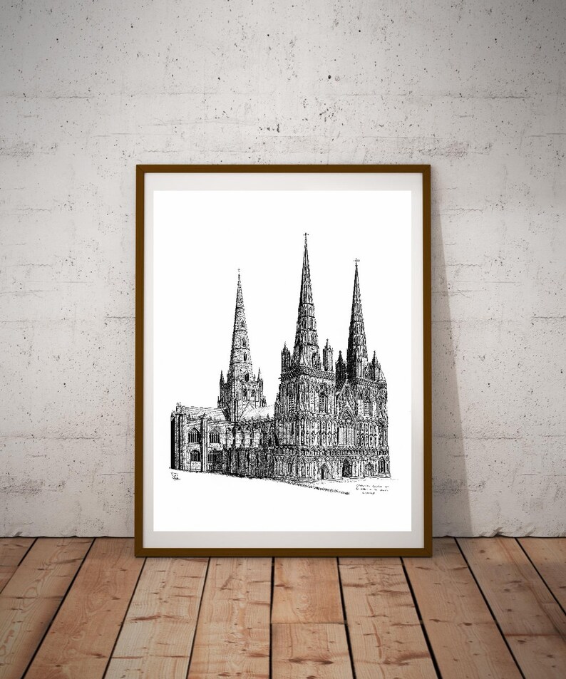 Lichfield Cathedral - Original Drawing - Etsy