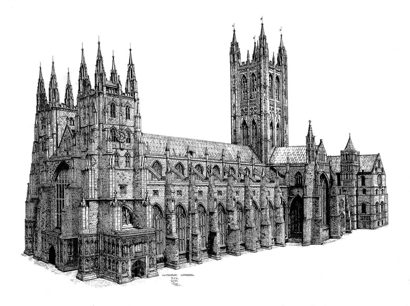 Canterbury Cathedral - Original Pen and Ink Drawing. - Etsy