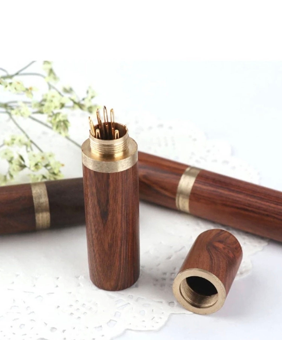 Solid Wood Needle Holder, Sustainable Hardwood Sewing Needle Storage ...