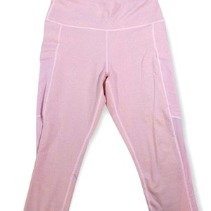 Fabletics Capris High Waisted Leggings Pink Medium With Mesh Side Panel ...