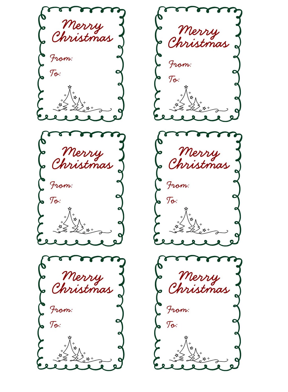 Printable Christmas Gift Tags – PDF Download, Merry Christmas Tags ...