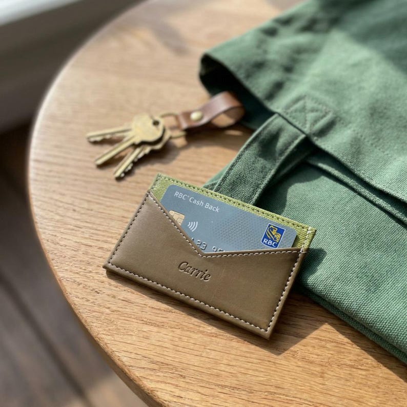 Leather Card Holder Minimalist Wallet Gift Idea Birthday Present ...
