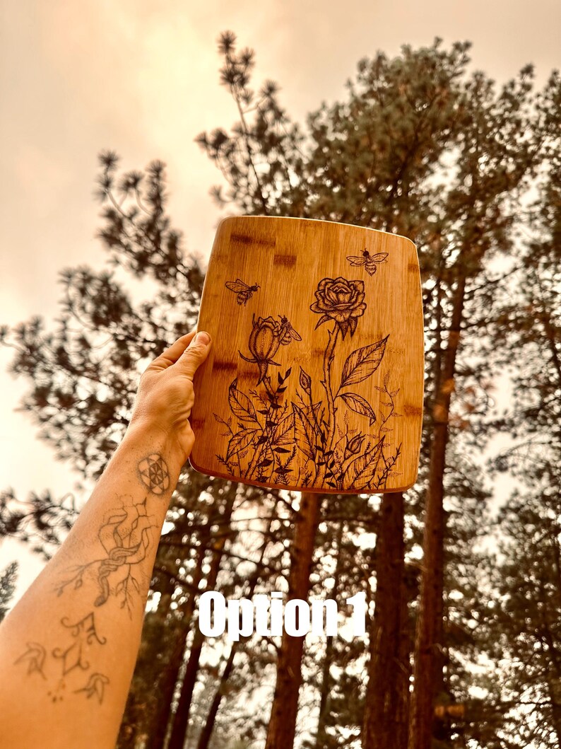 Bamboo Cutting Board Useful Kitchen Decor Pyrography / Wood Burning Art ...