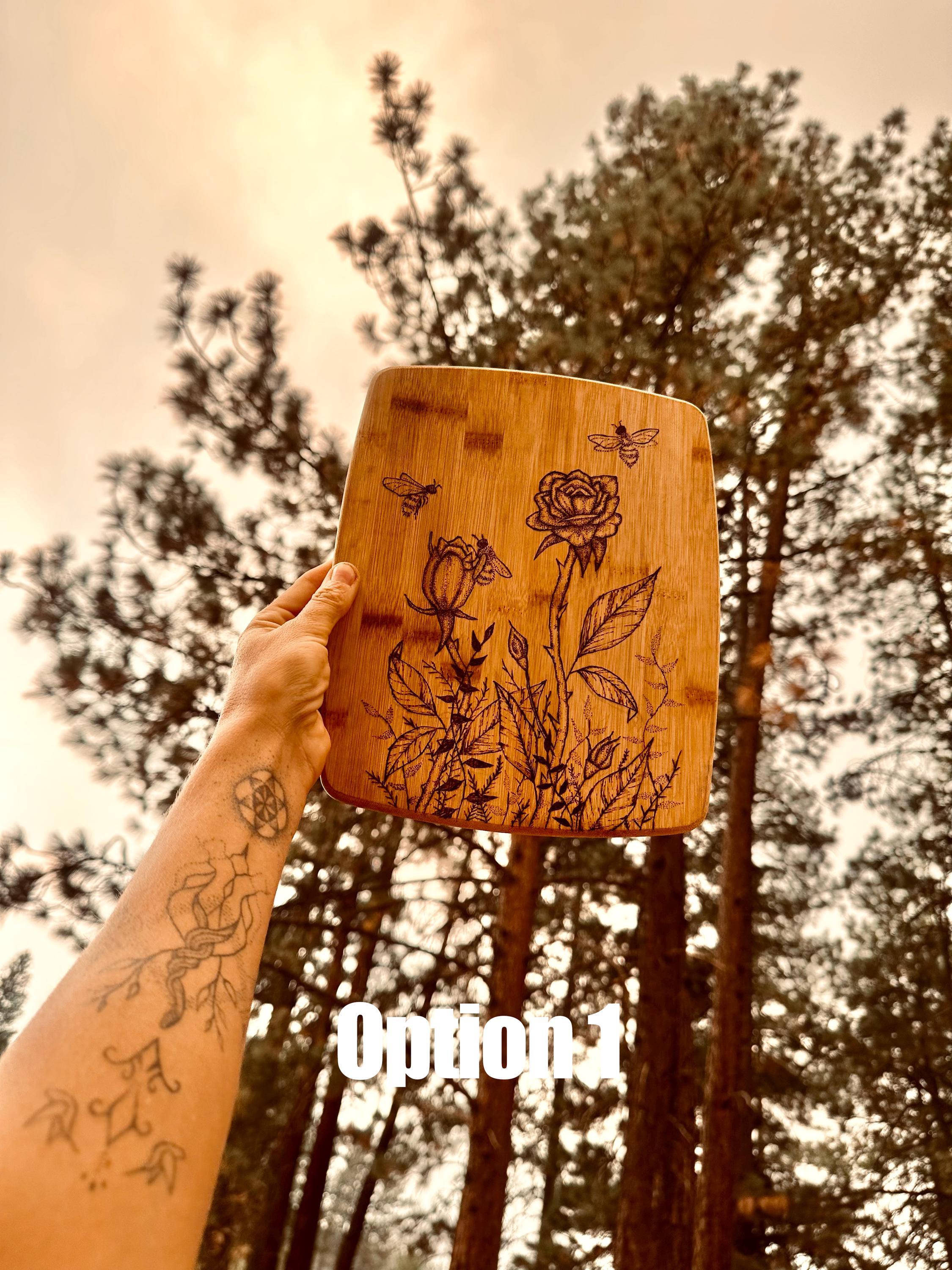 Bamboo Cutting Board Useful Kitchen Decor Pyrography / Wood Burning Art ...