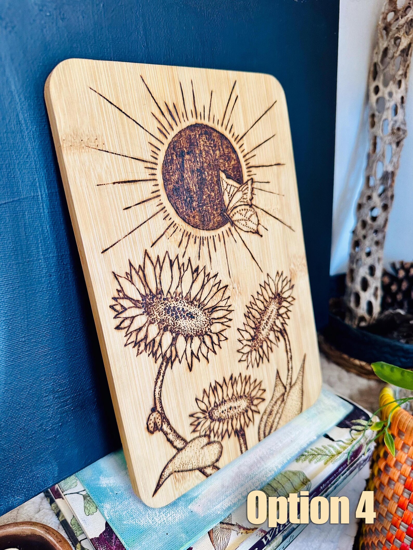 Bamboo Cutting Board Useful Kitchen Decor Pyrography / Wood Burning Art ...