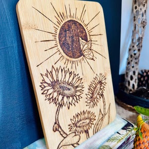 Bamboo Cutting Board Useful Kitchen Decor Pyrography / Wood Burning Art ...