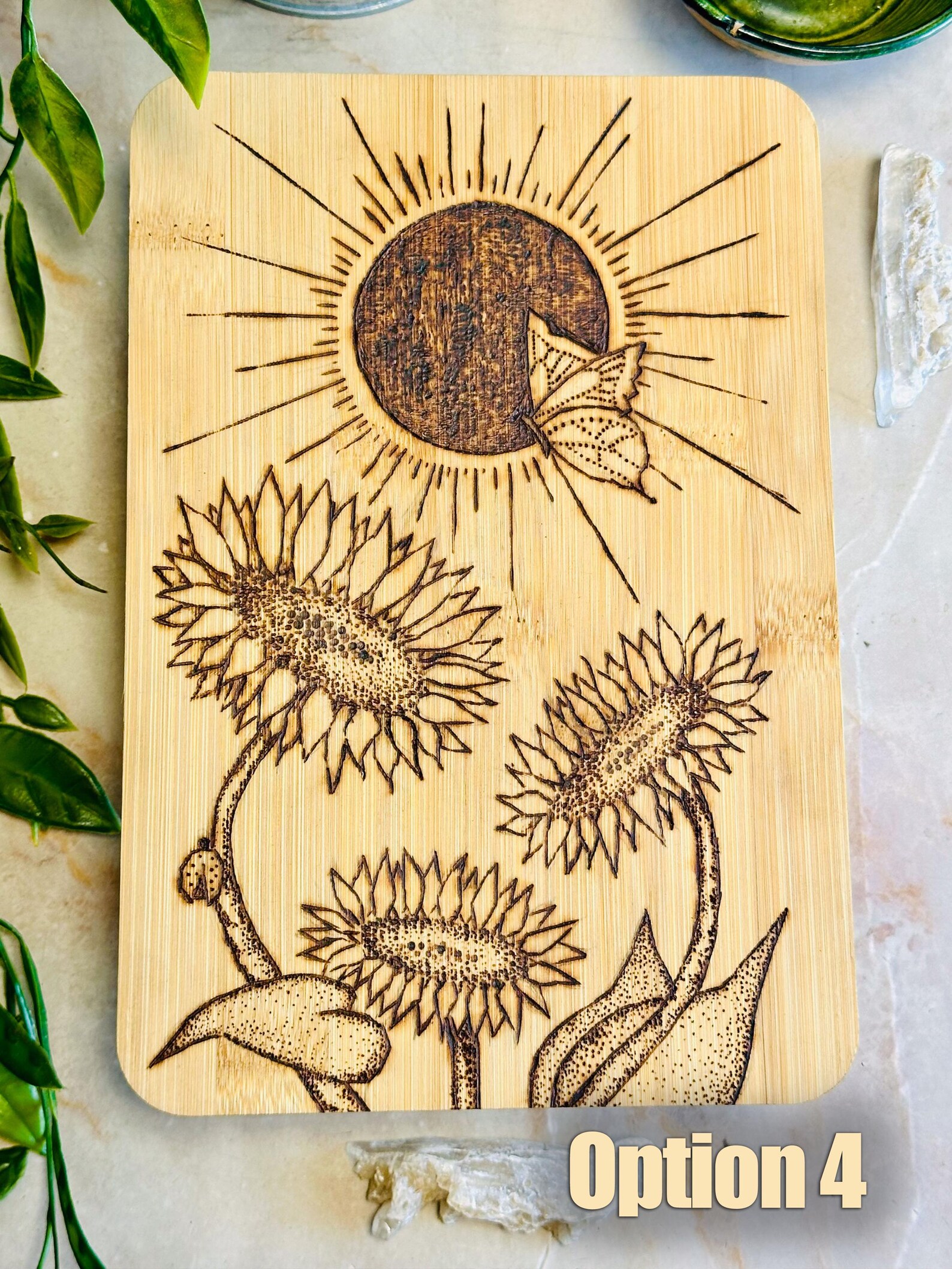 Bamboo Cutting Board Useful Kitchen Decor Pyrography / Wood Burning Art ...
