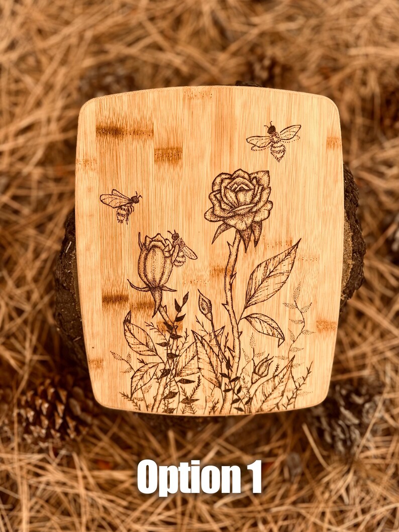 Bamboo Cutting Board Useful Kitchen Decor Pyrography / Wood Burning Art ...