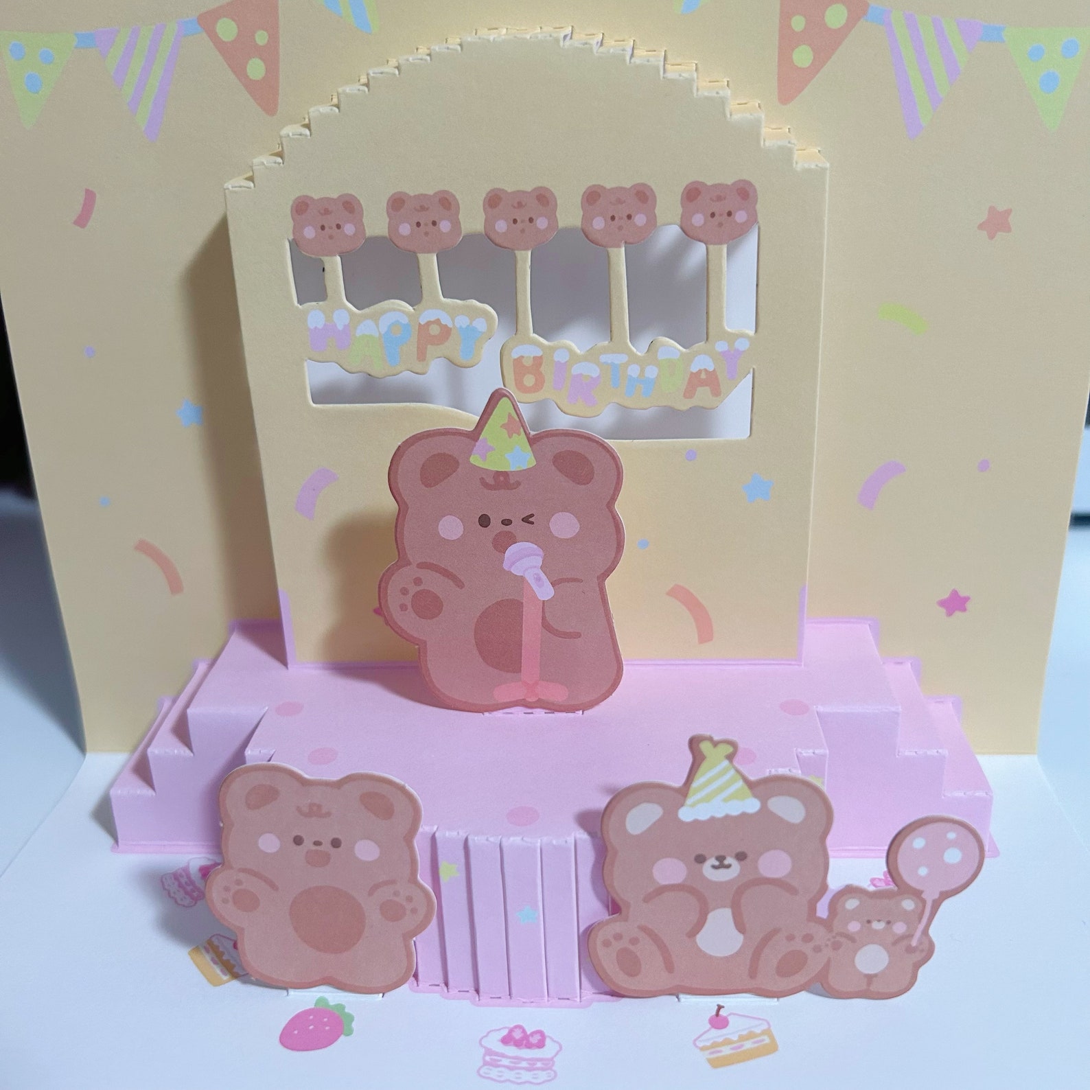 Birthday Card Greeting Card Popup Card Cute Bear Birthday Gifts Kawaii ...