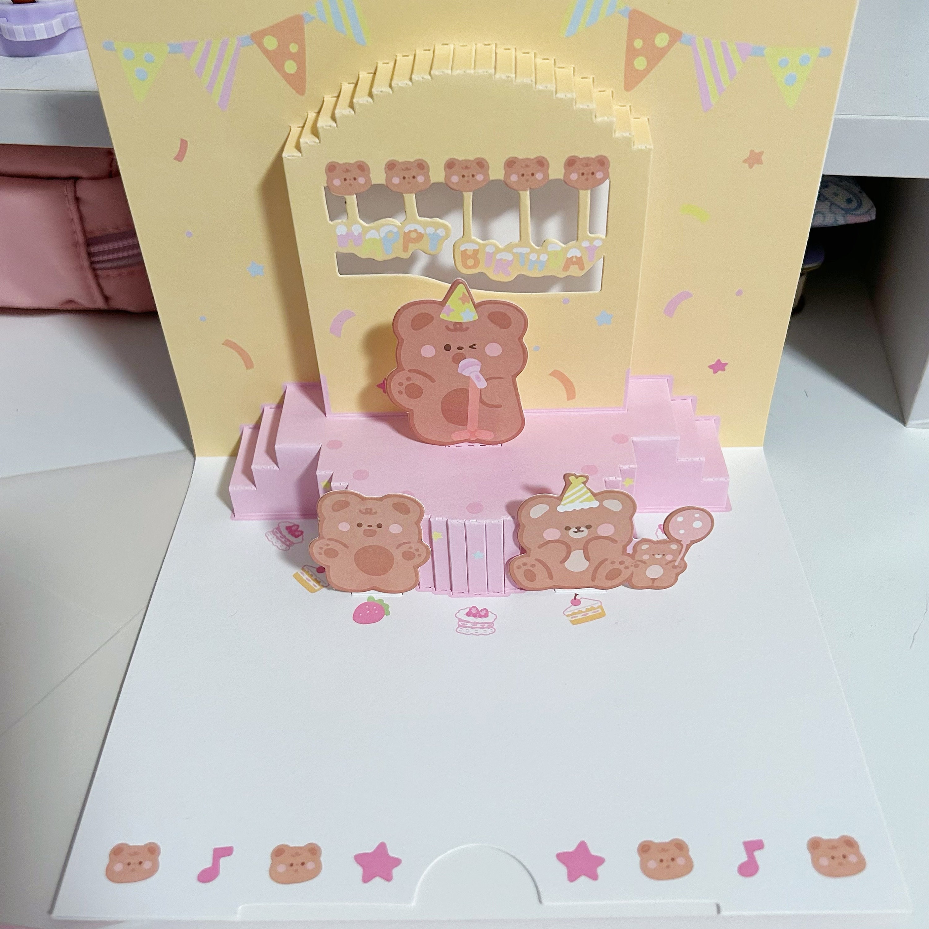 Birthday Card Greeting Card Popup Card Cute Bear Birthday Gifts Kawaii ...