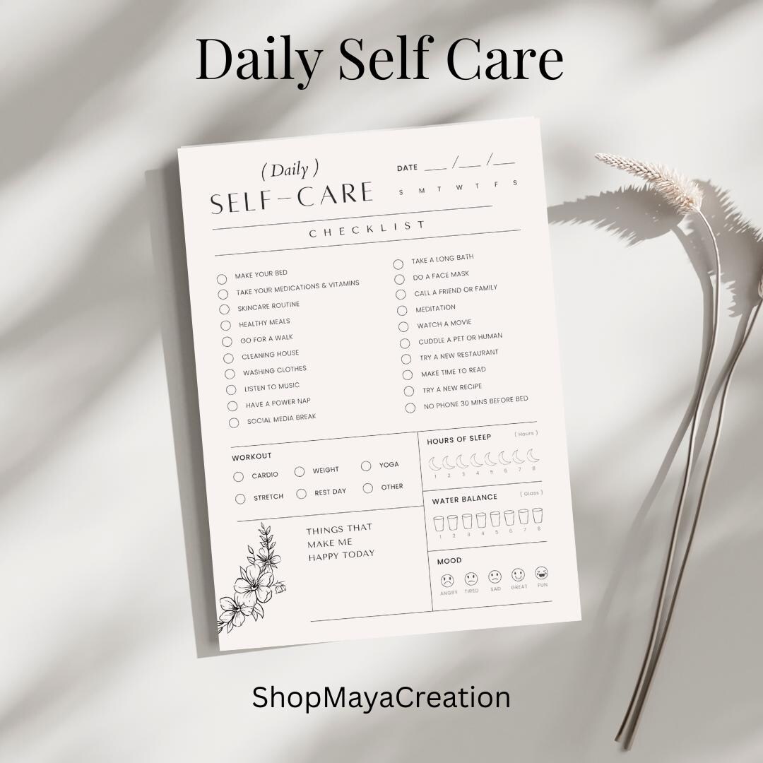 Self-care Checklist Printable: Daily Wellness Tracker (PDF) - Etsy