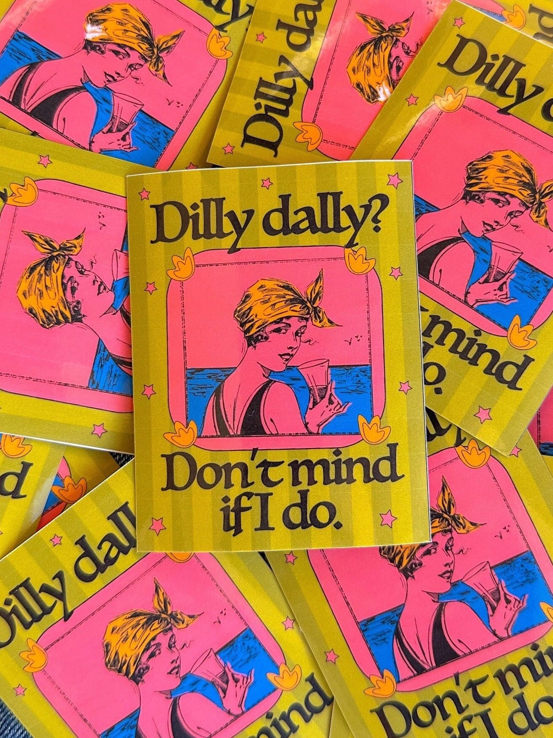 Dilly Dally Sticker, Retro Sticker, Cute Sticker, Kindle Sticker, Pink ...
