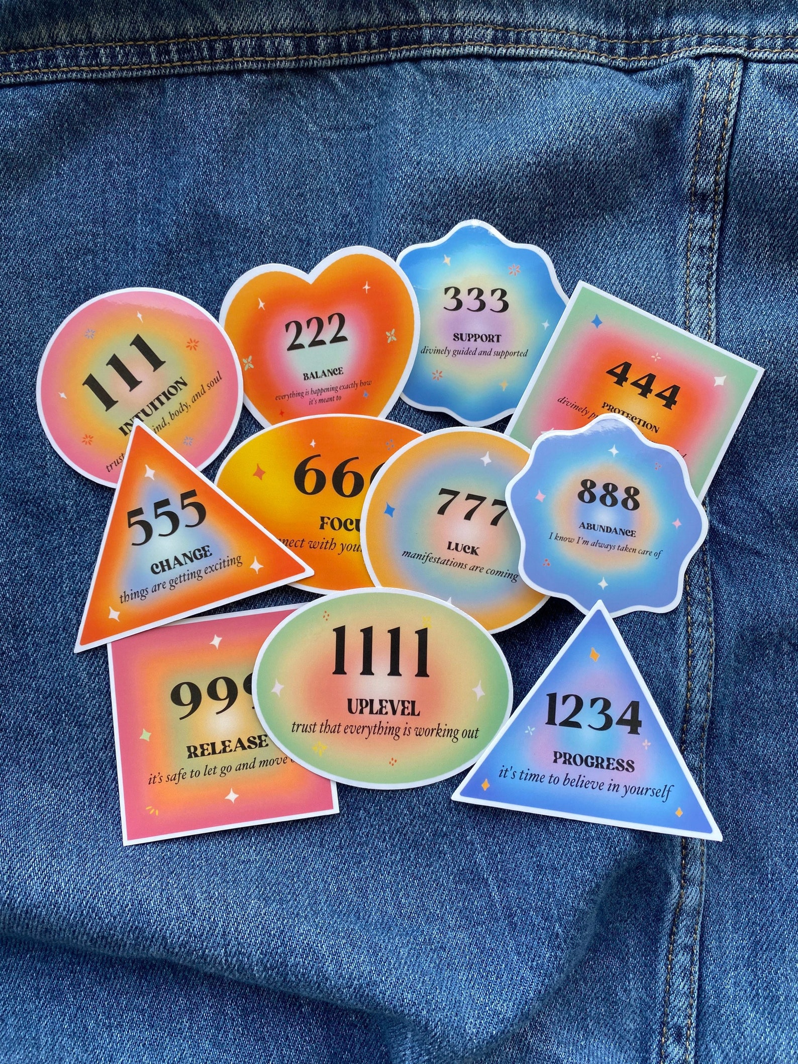 Angel Number Stickers Aura Sticker Gradient Laptop Vinyl - Etsy