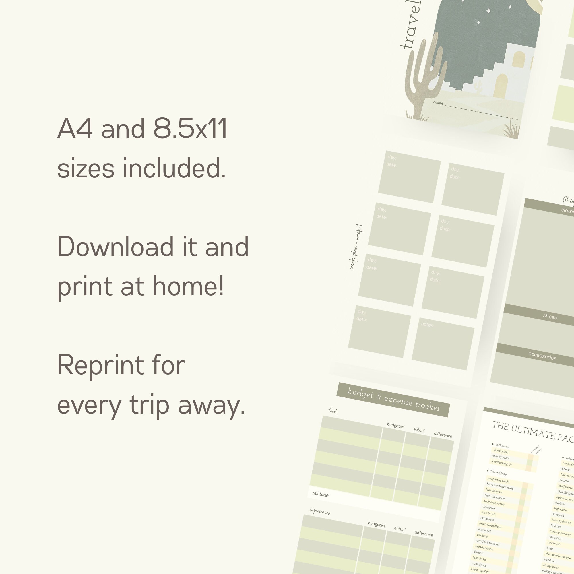Travel Planning Printable Bundle 30 Pages A4 & US Letter Sizes ...