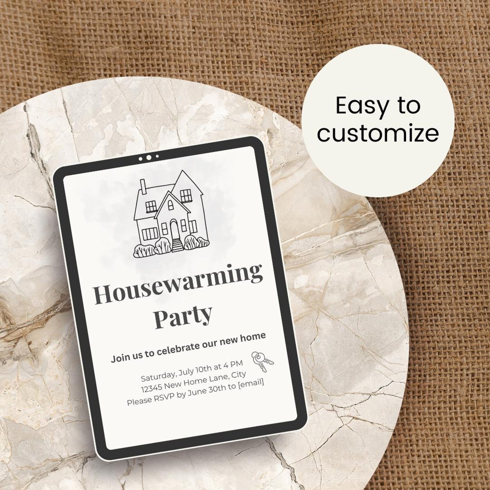 Editable Housewarming Invitation Printable Canva Template Digital ...