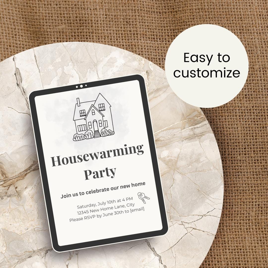 Editable Housewarming Invitation | Printable Canva Template | Digital ...