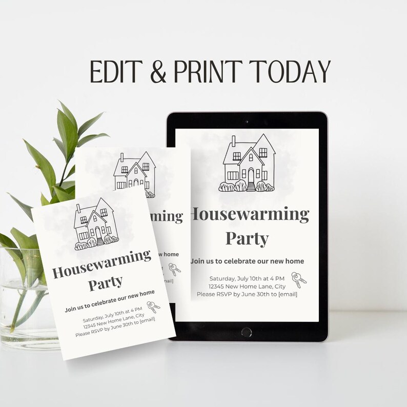 Editable Housewarming Invitation | Printable Canva Template | Digital ...