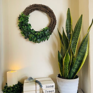 Grapevine Wreath With Eucalyptus Leaves, Farmhouse Decor, Front Door or ...