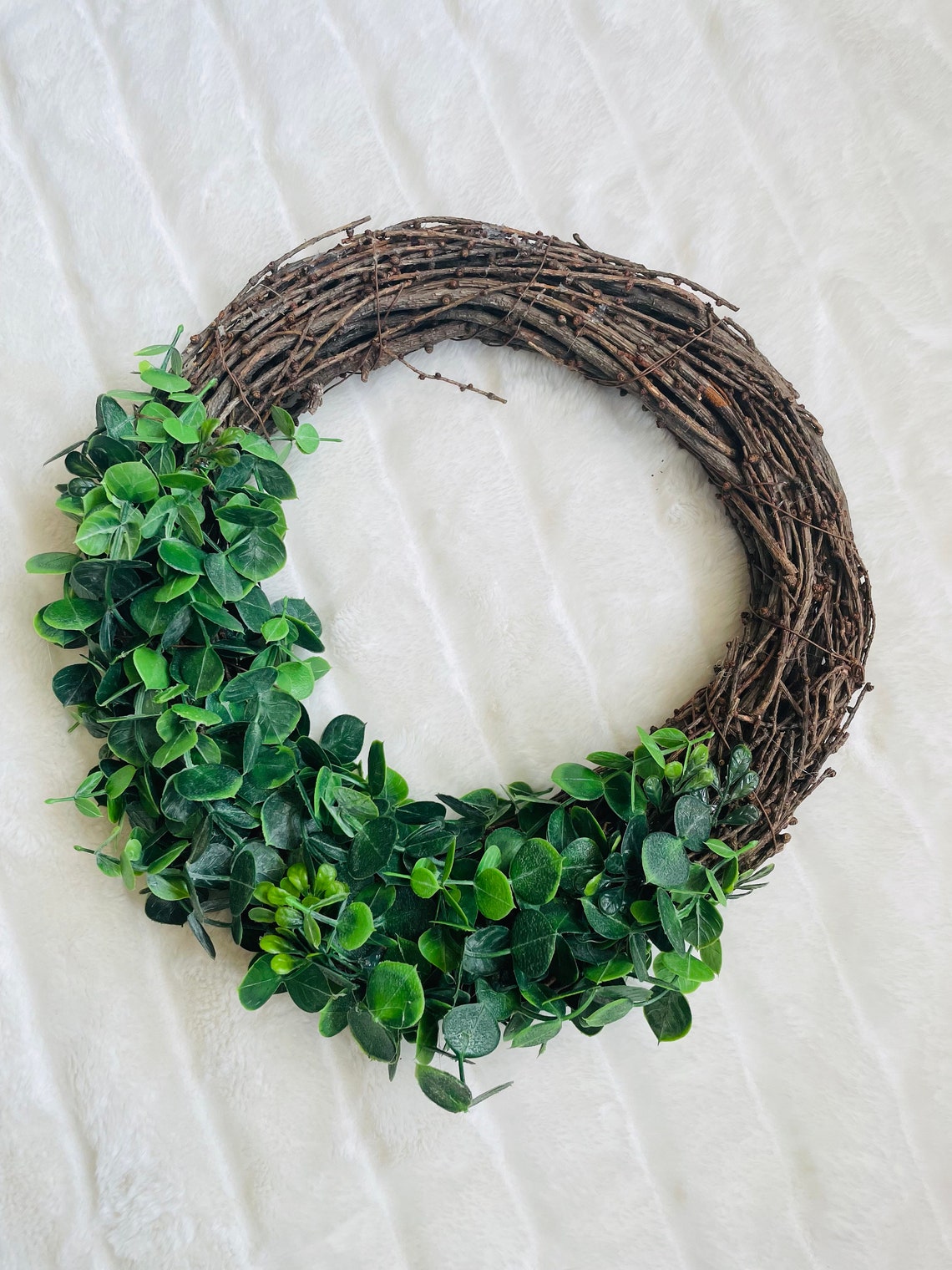 Grapevine Wreath With Eucalyptus Leaves, Farmhouse Decor, Front Door or ...