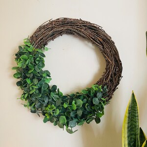 Grapevine Wreath With Eucalyptus Leaves, Farmhouse Decor, Front Door or ...