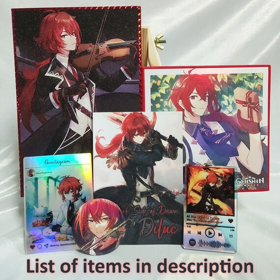 Genshin Impact Diluc Merch Set Genshin Diluc Gift Set Diluc - Etsy