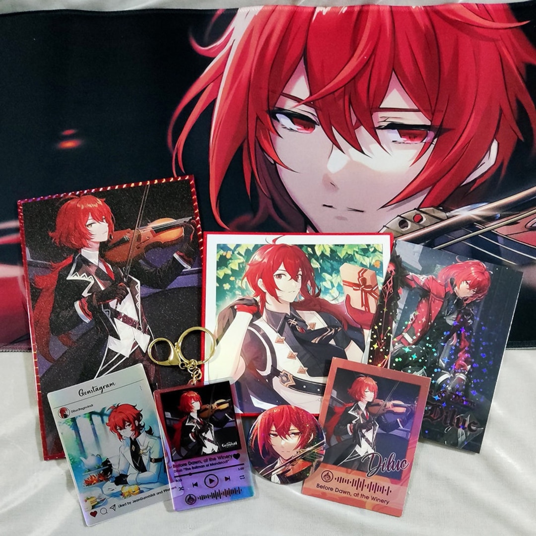 Genshin Impact Diluc Merch Set Genshin Diluc Gift Set Diluc Genshin Art ...
