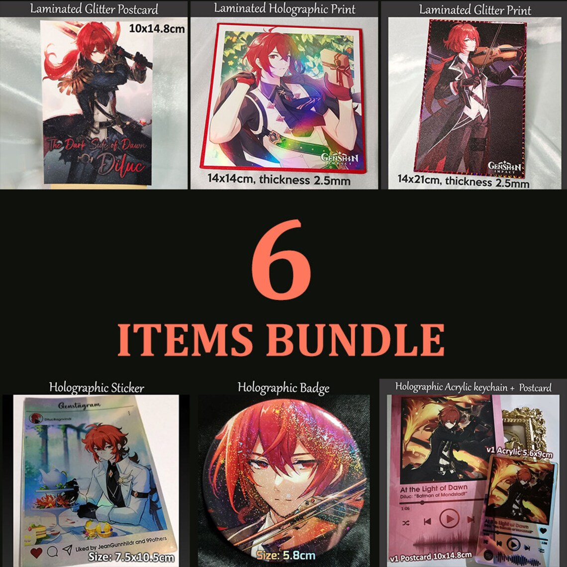 Genshin Impact Diluc Merch Set Genshin Diluc Gift Set Diluc - Etsy UK