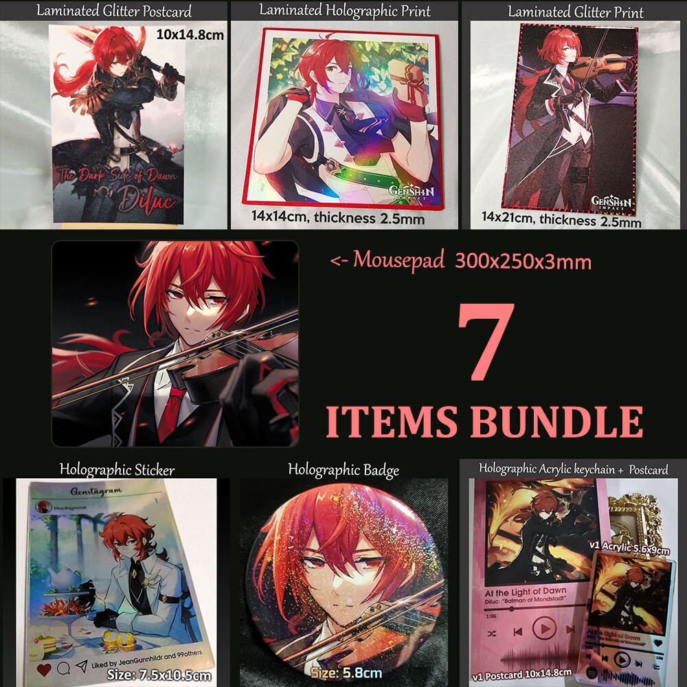 Genshin Impact Diluc Merch Set Genshin Diluc Gift Set Diluc - Etsy UK