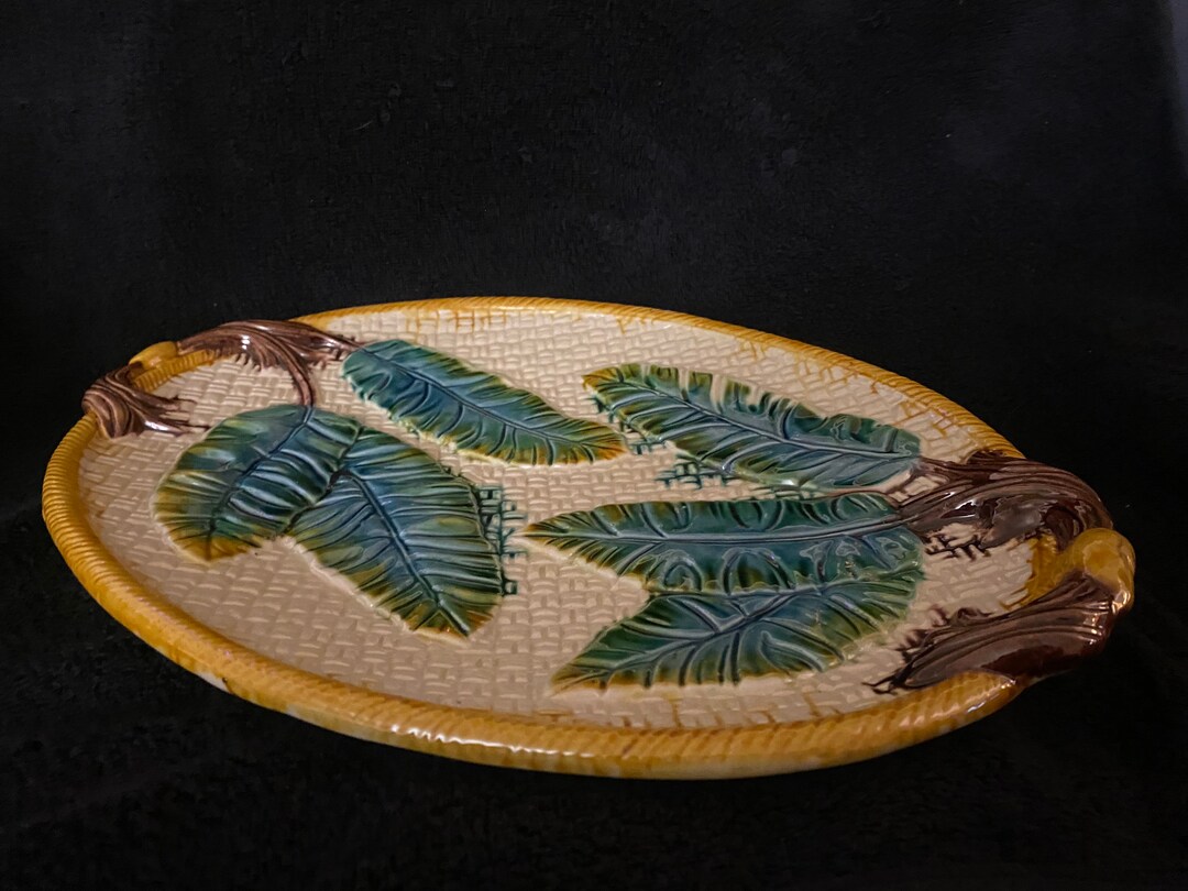 Vintage Handmade Ceramic Serving Platter W/ Leaf Design - Etsy