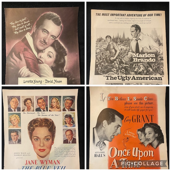 Movie Advertisements 1930s 1960s Magazine Ephemera Marlon | Etsy